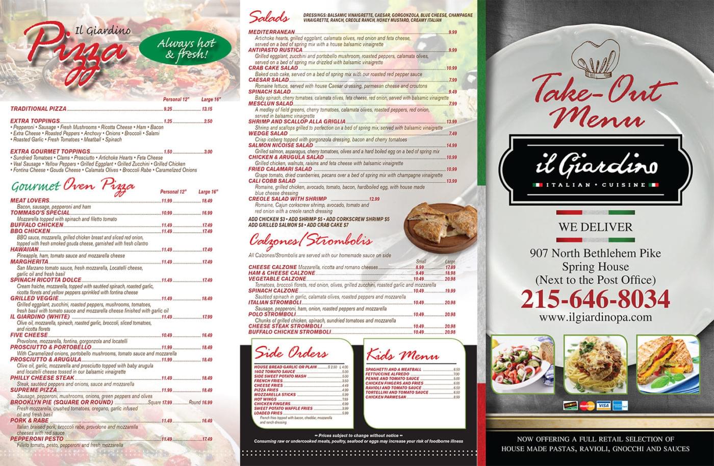 Menu - Il giardino Pizza